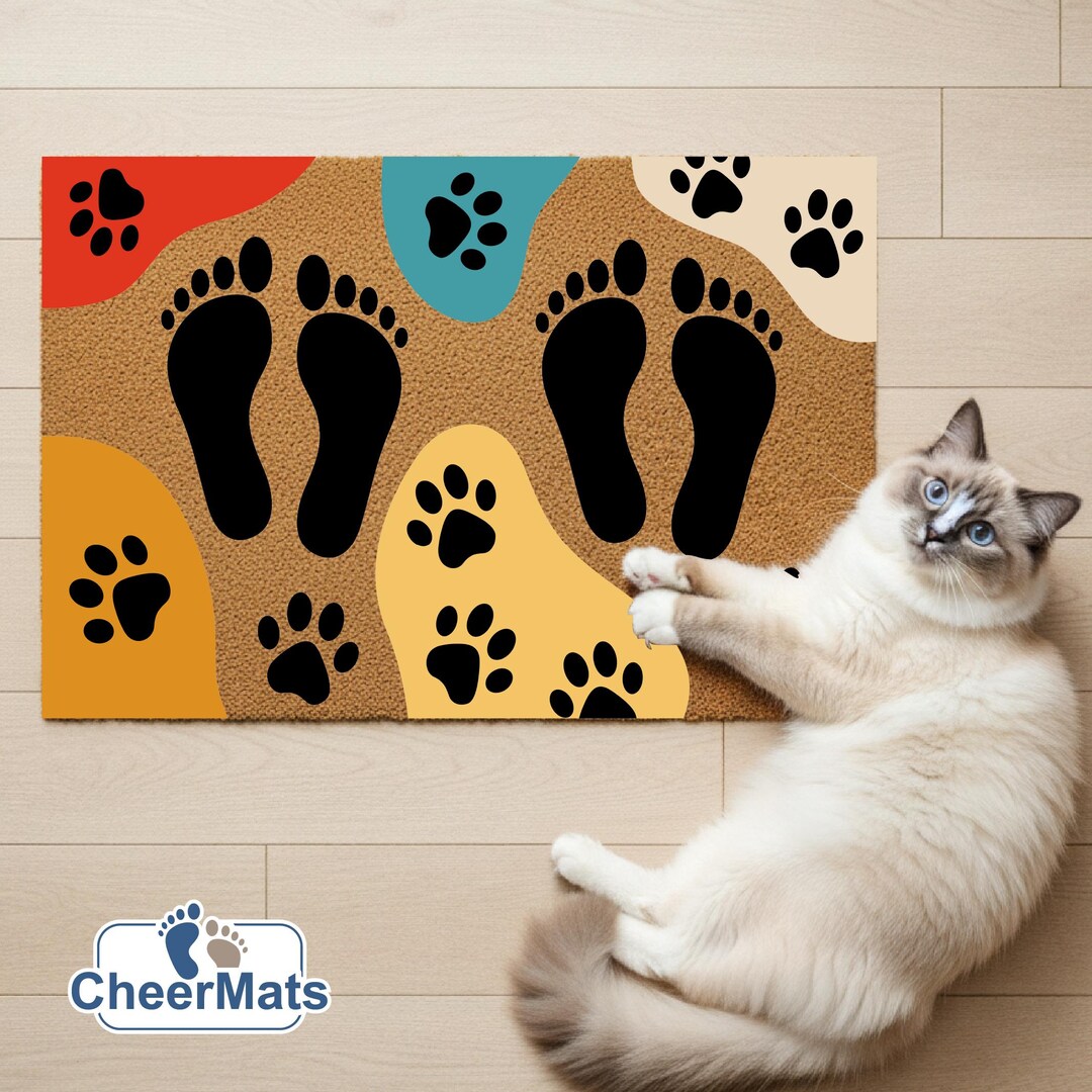 Footprint Mat Cute Paw Print Doormat Colorful Footprint Welcome Mat Dog ...