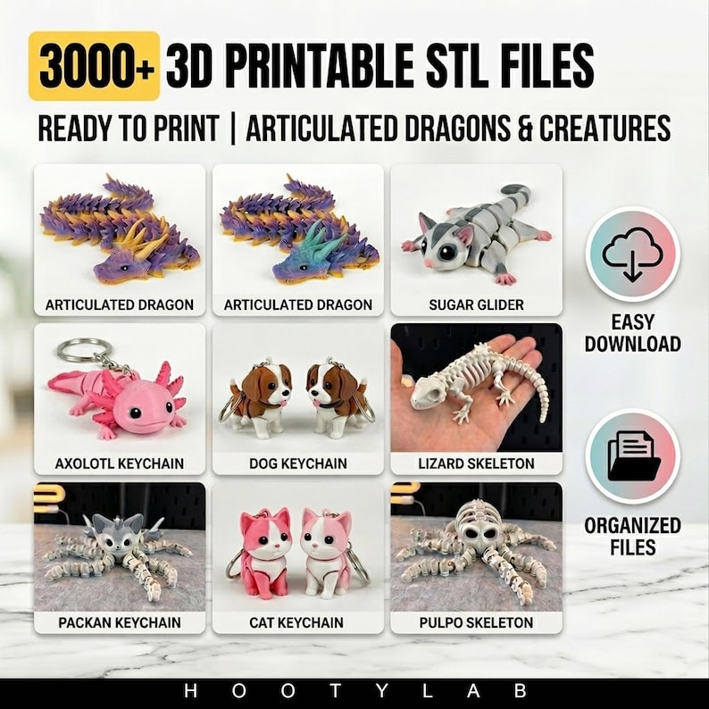 3000+ Flexi Articulated 3D Print STL Bundle | Best-selling Animals ...