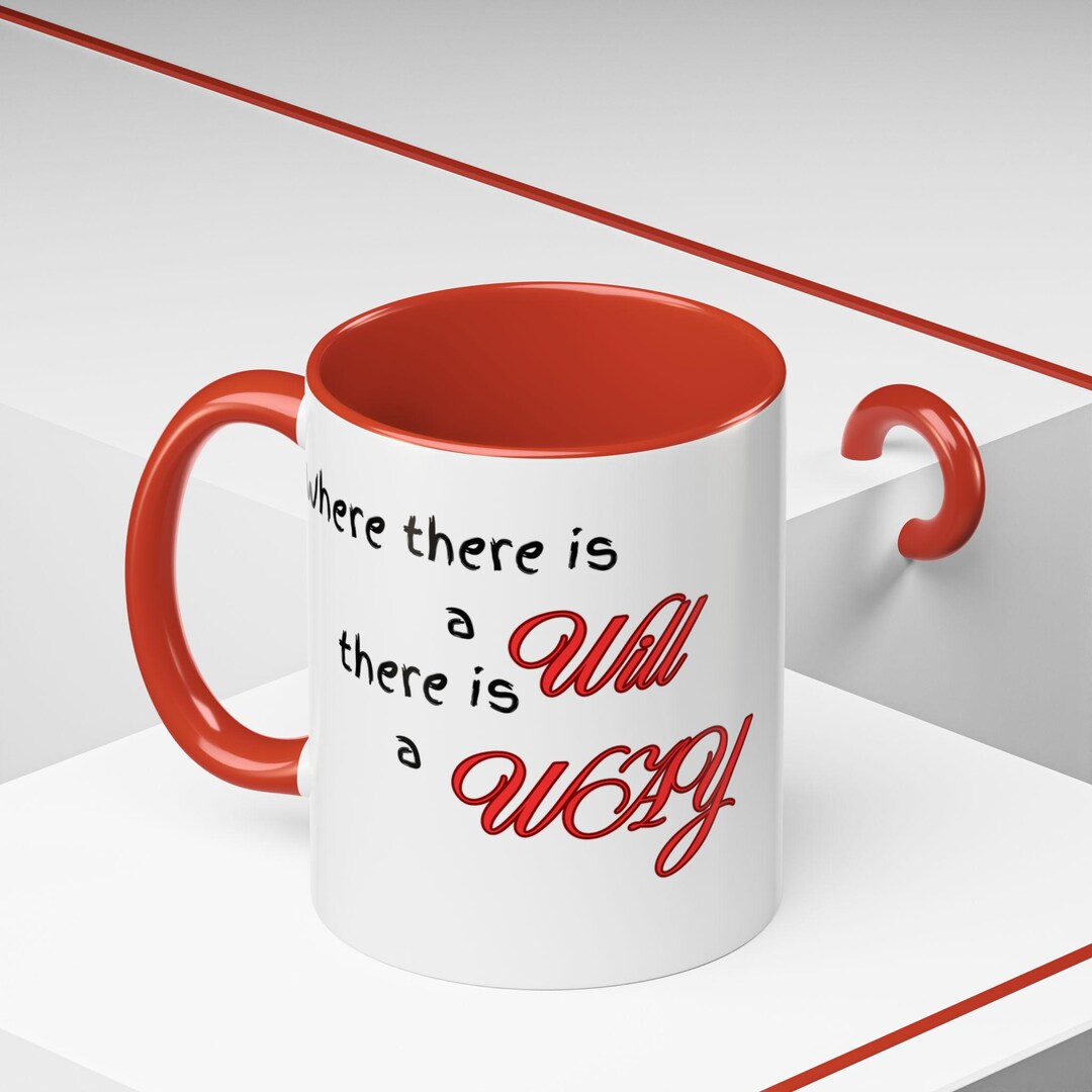 Motivational Coffee Mug, Colored Handle, Positive Message, Overcome ...