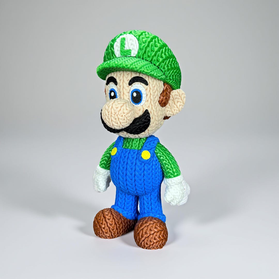 Luigi Knitted Version | 3D Figure With Knitted Texture | S M L - Etsy