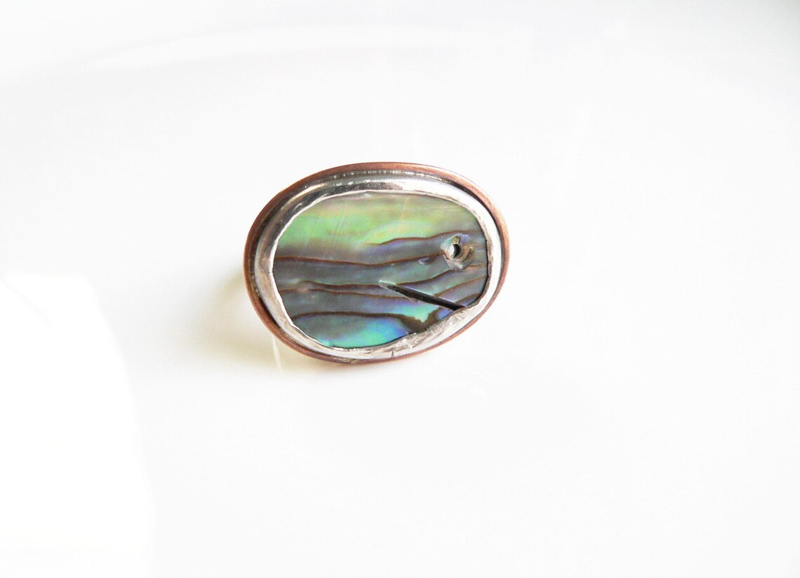 Paua Shell Ring, Statement Ring, Abalone Shell Ring, Ring Size 8 ...