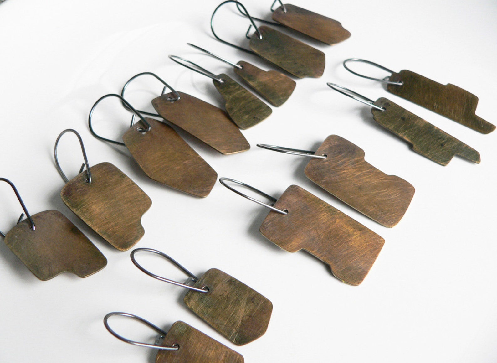 Minimal Brass Earrings Simple Brass Earrings Bronze Earrings | Etsy