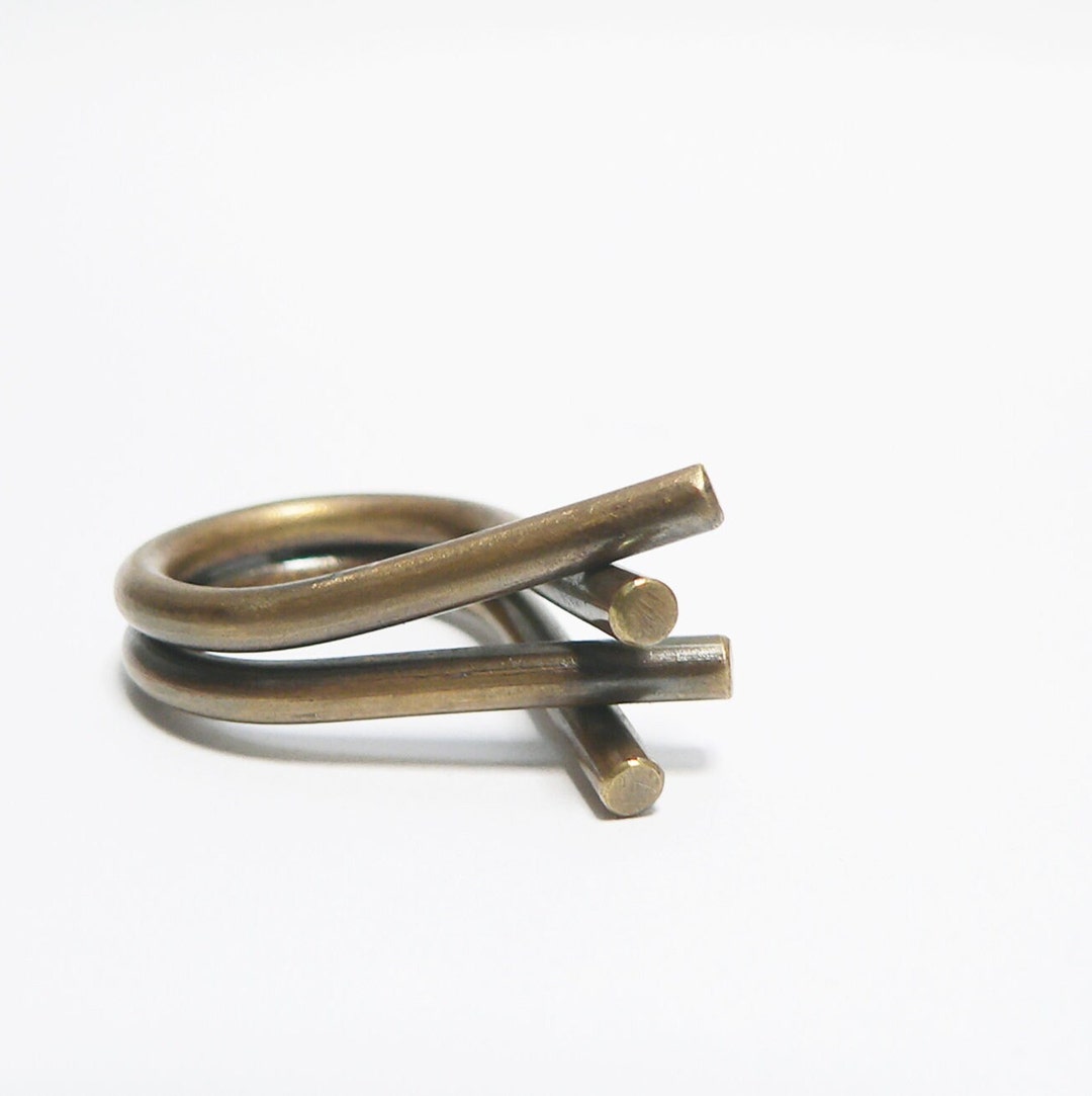 Contemporary Brass Ring, Brutalist Brass Ring, Artistic Jewelry Ring ...