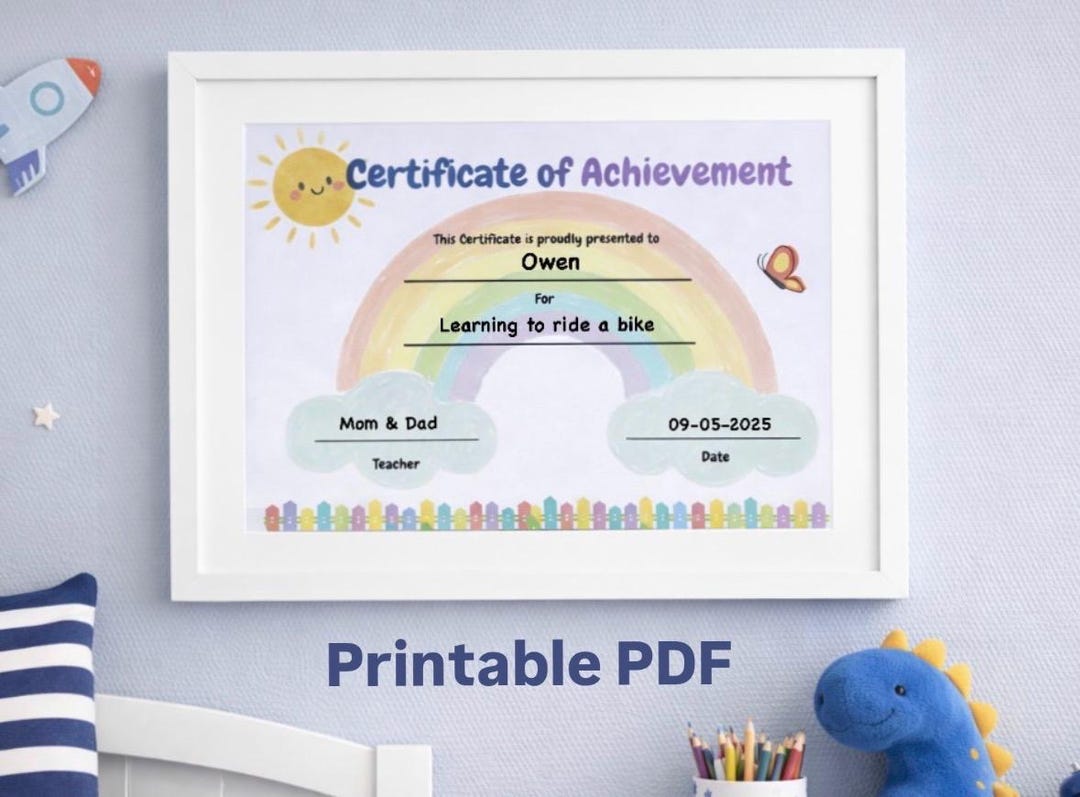 Kids Certificate of Achievement Printable | Rainbow Classroom Award ...