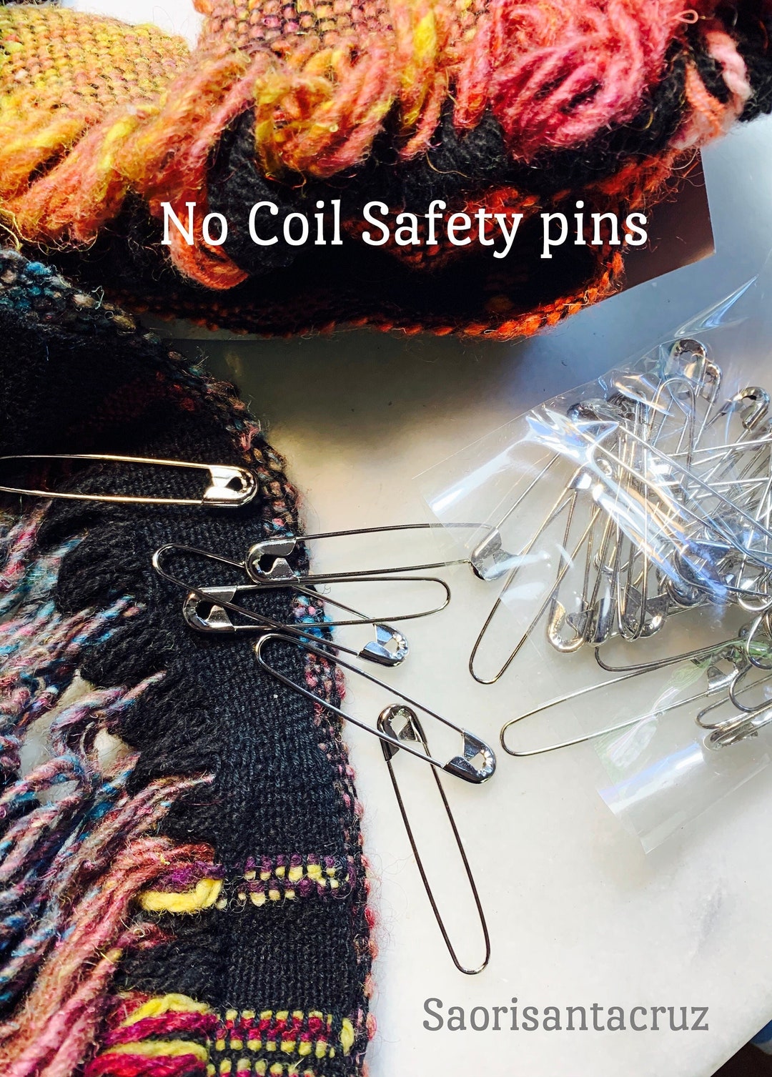 No Coil Safety Pins Coiless 2.25” Pins Great for Stitch Markers for ...