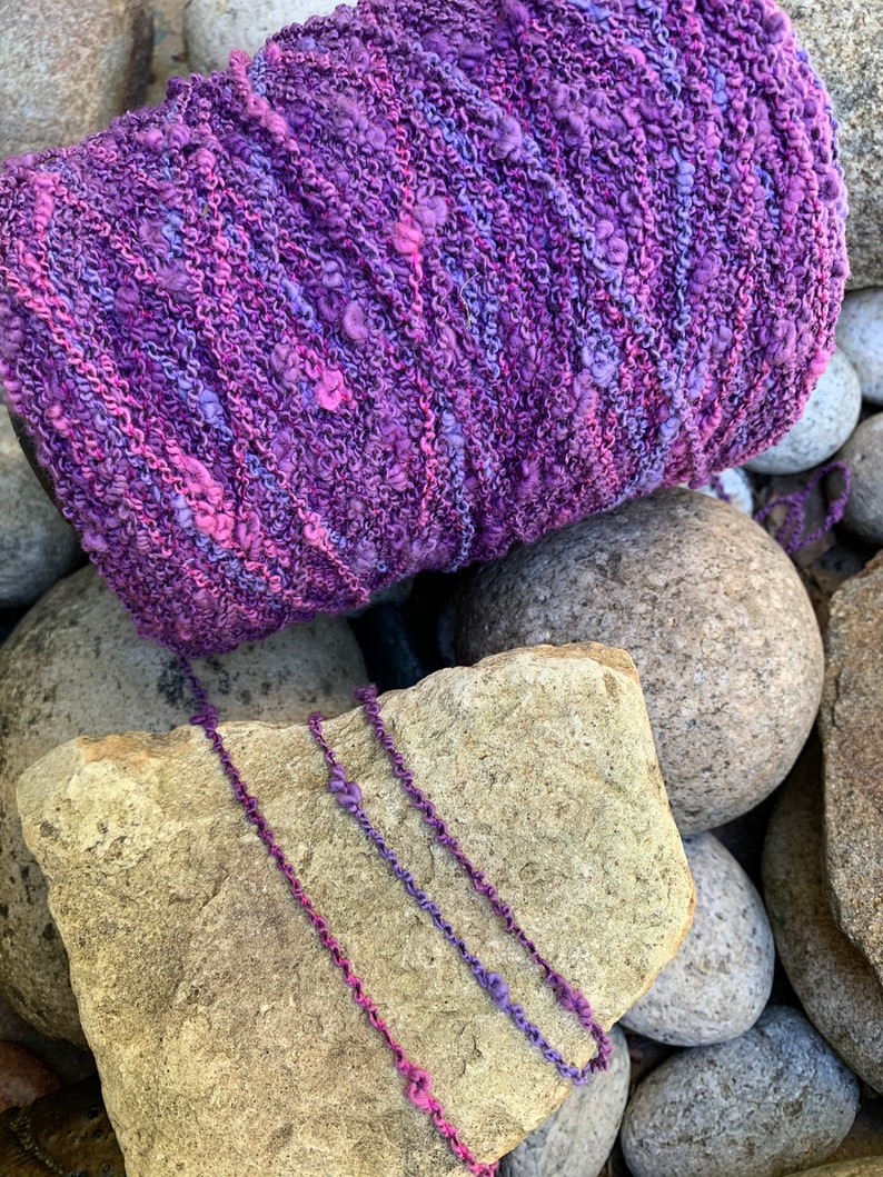 Bulky cotton blend nubby textured yarn purple blend machine | Etsy