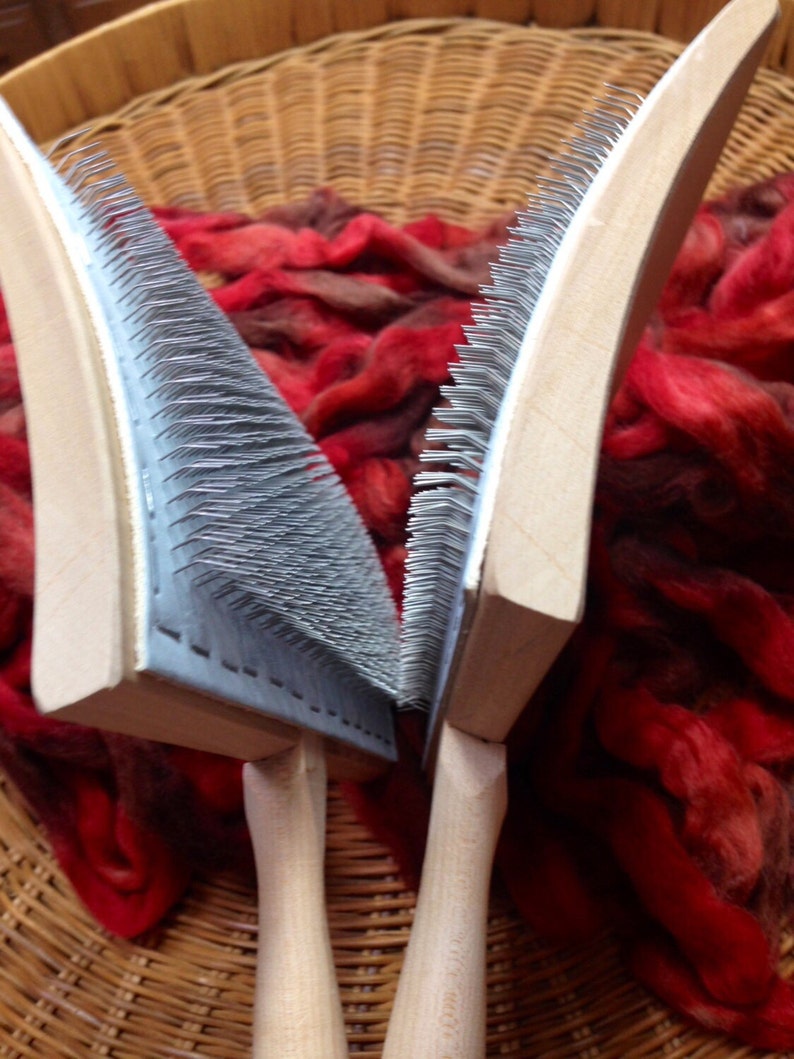 Clemes and Clemes a Pair of Curved Back Wool Hand Carders Full - Etsy