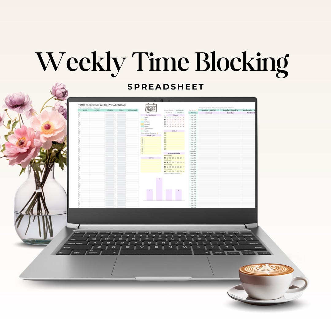 Time Blocking Google Sheet Template, ADHD Weekly Planner, Daily ...