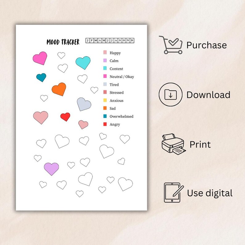 Printable Mood Tracking Pages for Journals and Planners, Minimal Daily ...