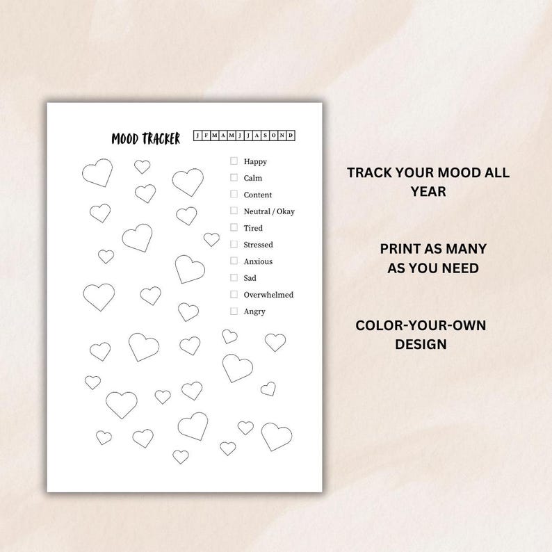 Printable Mood Tracking Pages for Journals and Planners, Minimal Daily ...