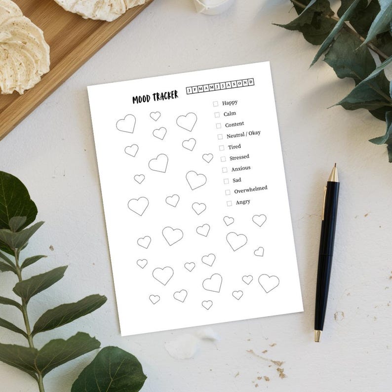 Printable Mood Tracking Pages for Journals and Planners, Minimal Daily ...