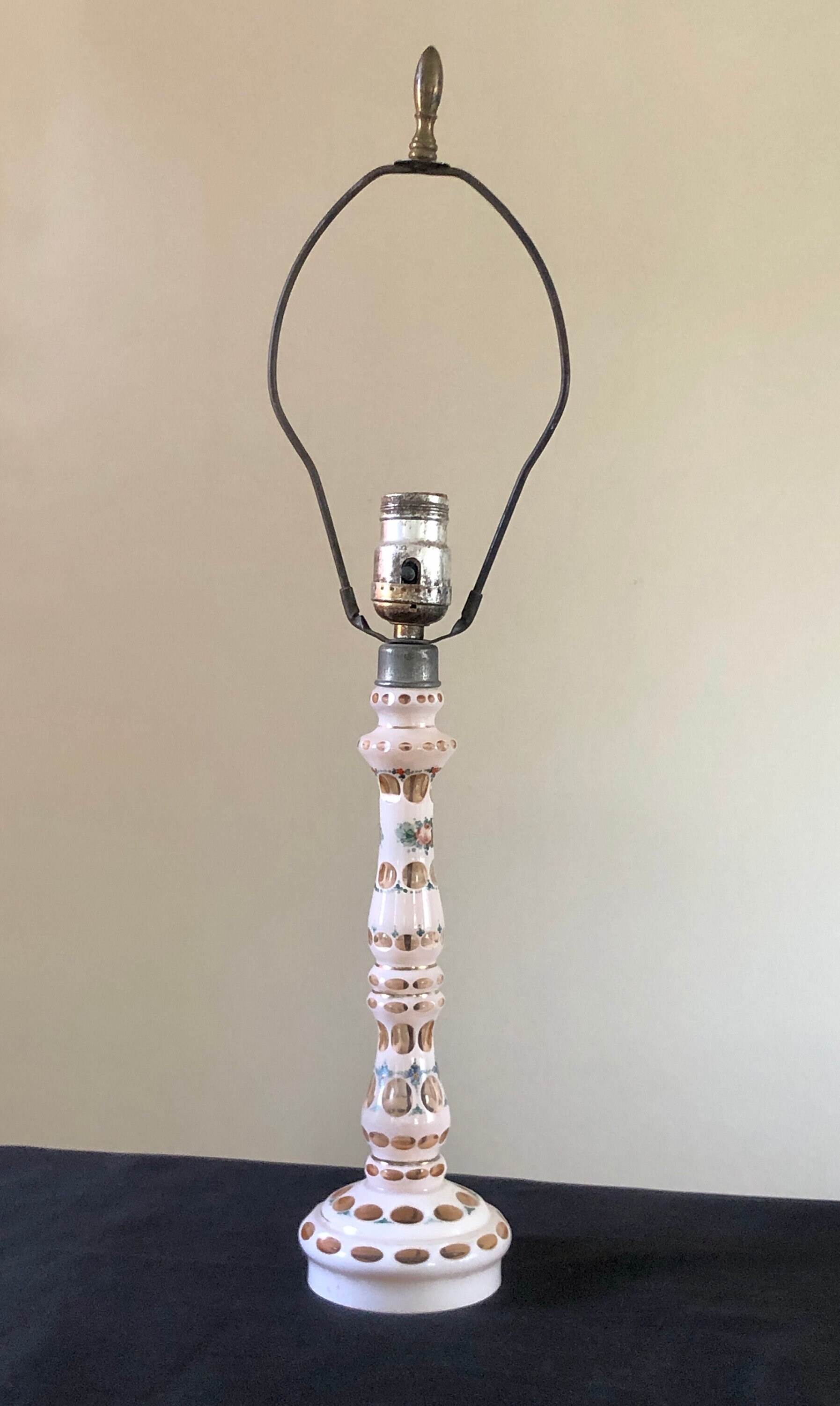 Antique Czech Bohemian Moser Glass Pink Lamp Hand Painted - Etsy