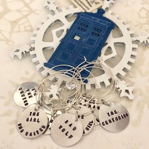 DOCTOR Who COMPANIONS Wine Charm Set, Who Fandom, Bad Wolf, Impossible ...