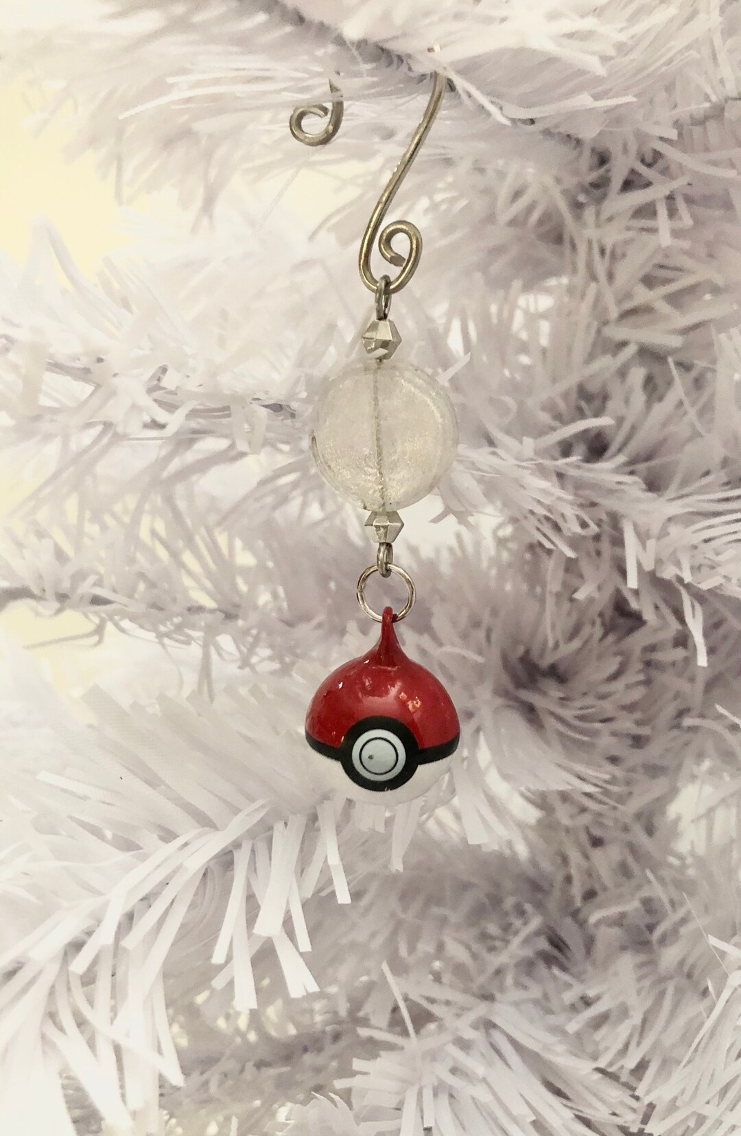 Pokeball Ornament, Pokemon Bell, Rearview Mirror Charm, Red Black White ...
