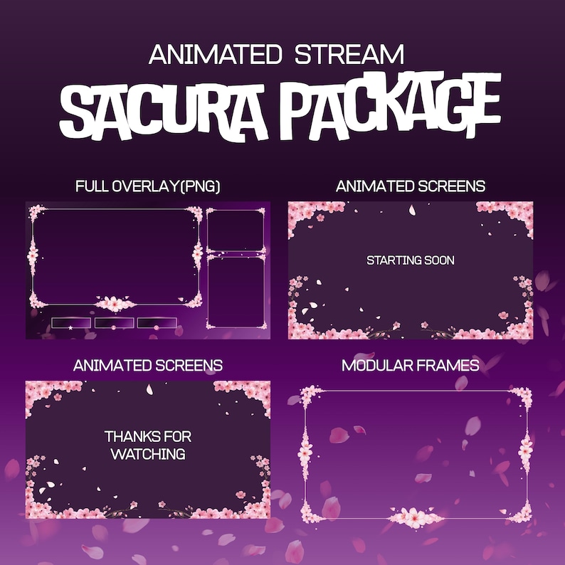 Animated Sakura Stream Overlay Package - Etsy