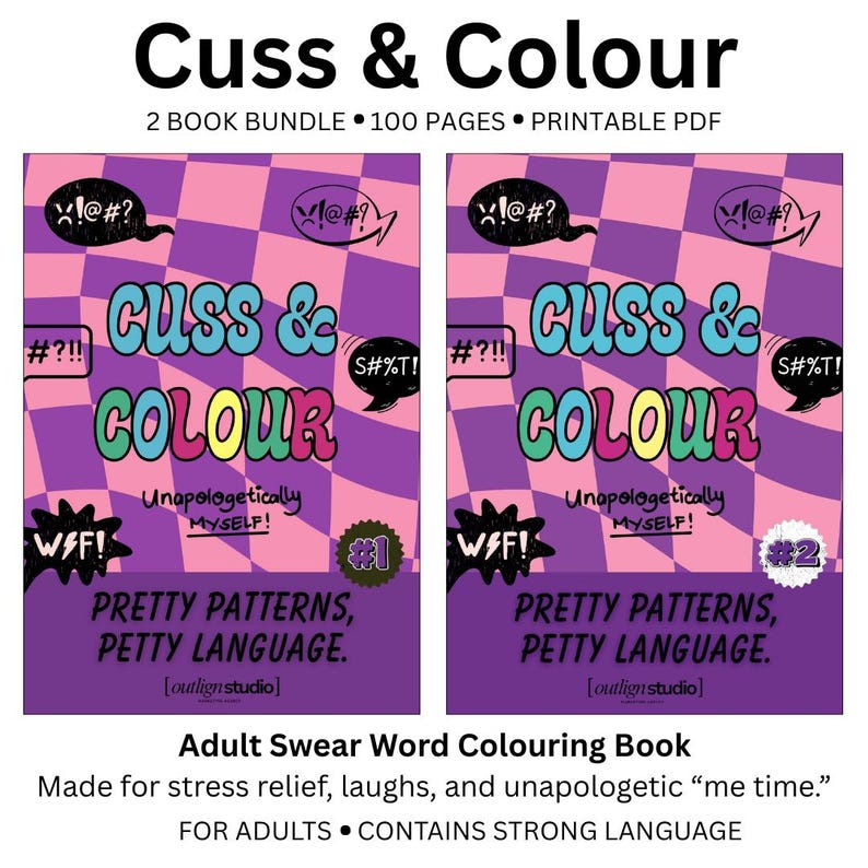 100 Pages Adult Swear Word Coloring Book: Cuss & Colour, (PDF Bundle ...