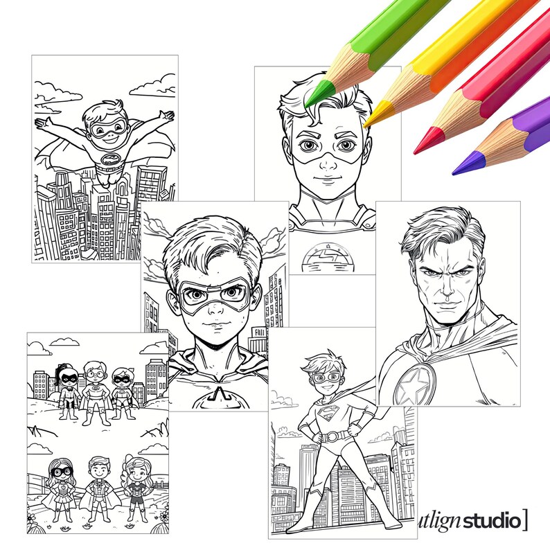 40 Pages Superhero Colouring Book for Kids | Printable A4 PDF | Instant ...