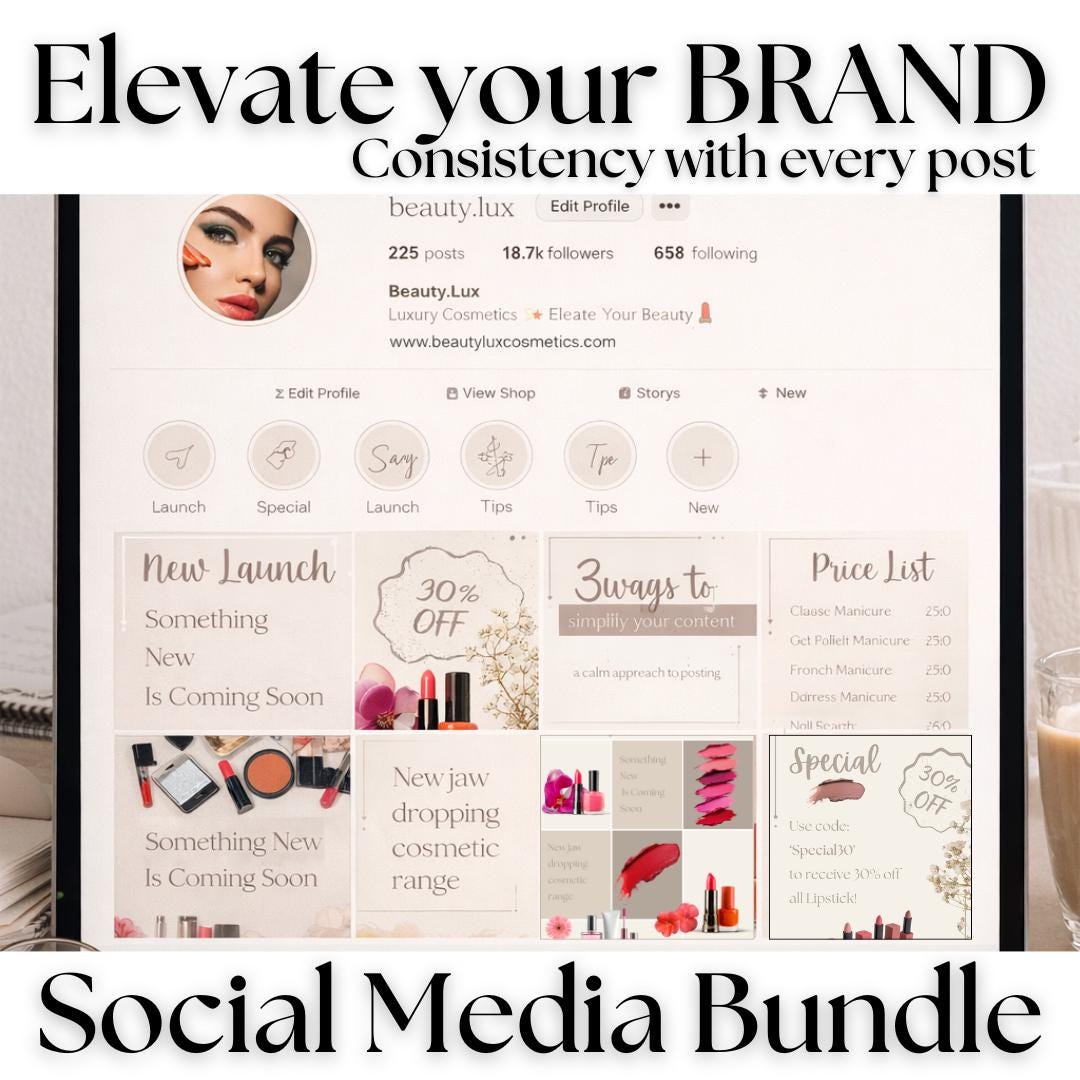 Neutral Instagram Backgrounds Bundle | Beige Social Media Kit ...