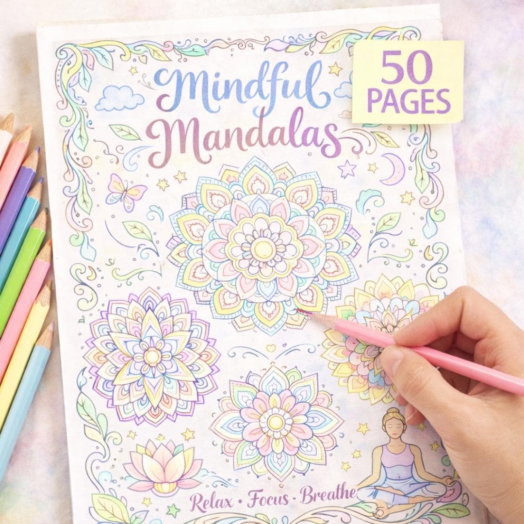 Mindful Mandalas Adult Colouring Book | Printable A4 PDF | Stress ...
