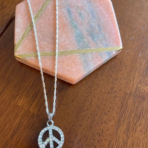 Peace Sign Necklace Silver Peace Sign Pendant Necklace - Etsy