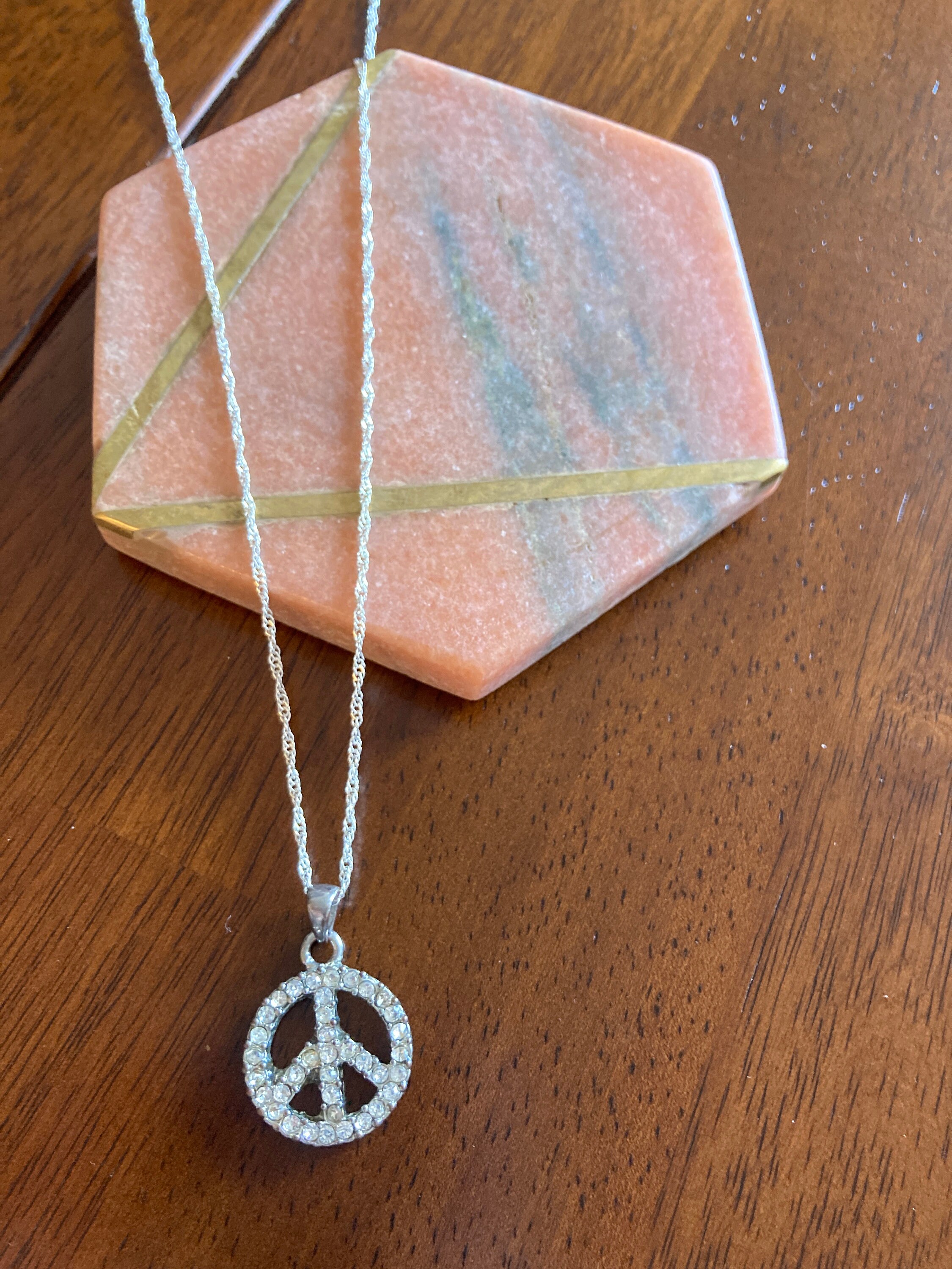 Peace Sign Necklace Silver Peace Sign Pendant Necklace - Etsy