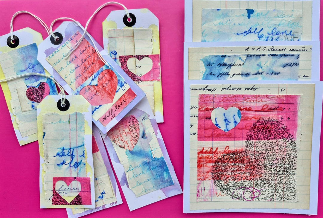 Handmade Valentine Tags: Vintage Paper Collage, Unique Keepsake - Etsy