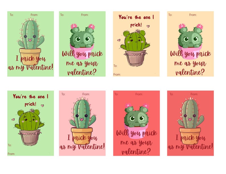 Cacti Classroom Valentine Cards - Etsy