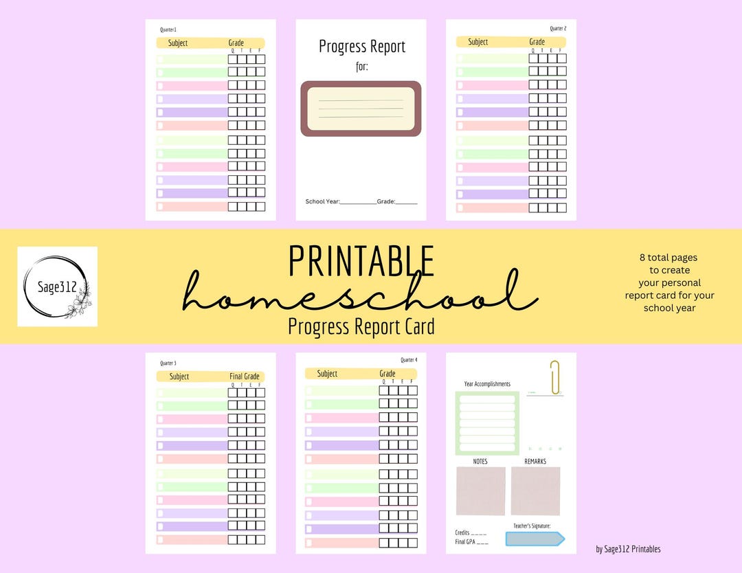 Homeschool Progress Report - Etsy