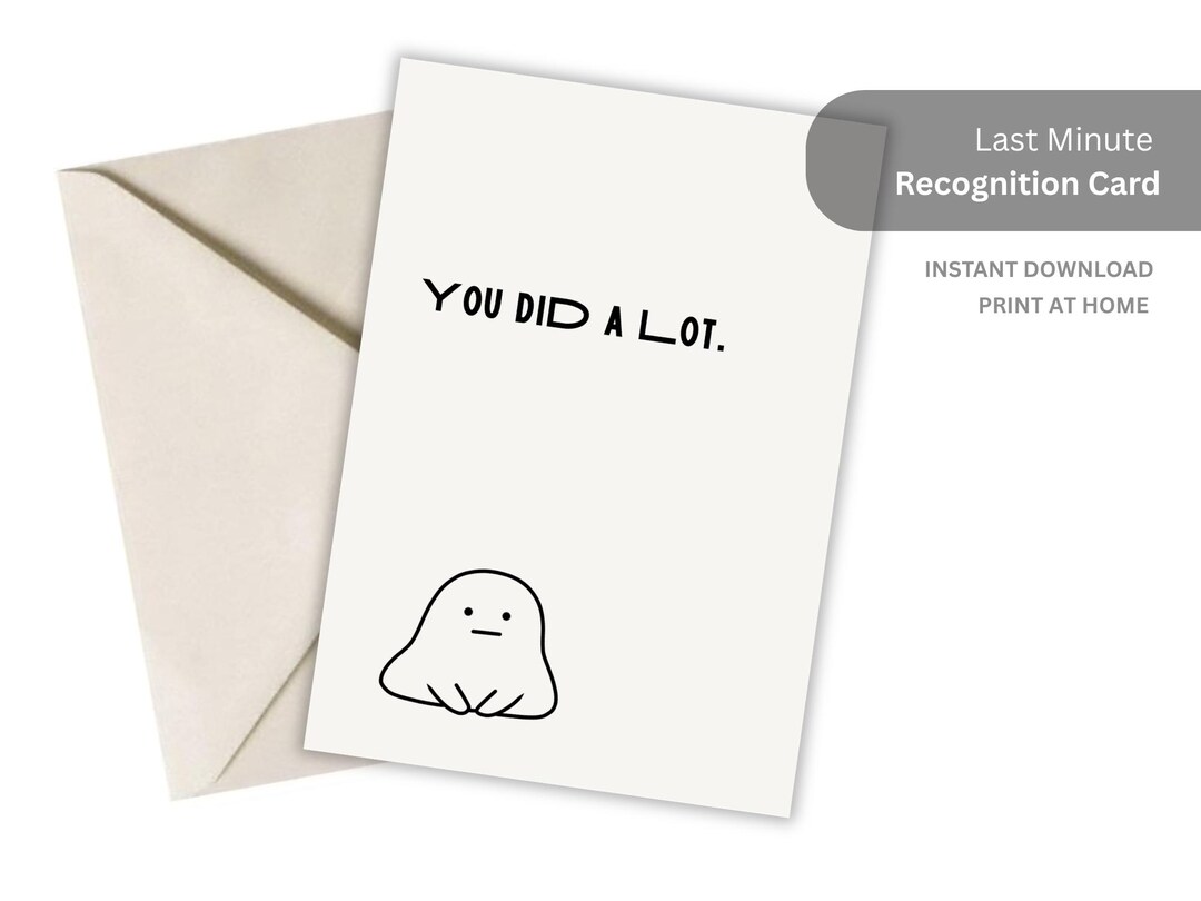 Minimalist Congratulations Card | Ghost "you Did a Lot" Encouragement ...