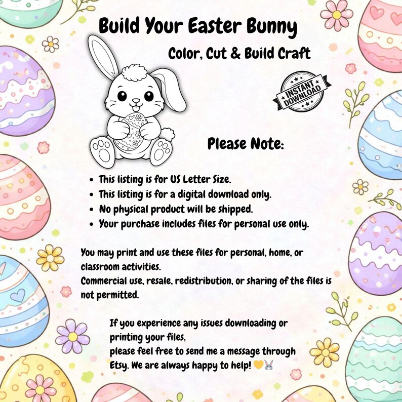 Build Your Easter Bunny Craft Printable | Easter Cut and Paste Activity ...