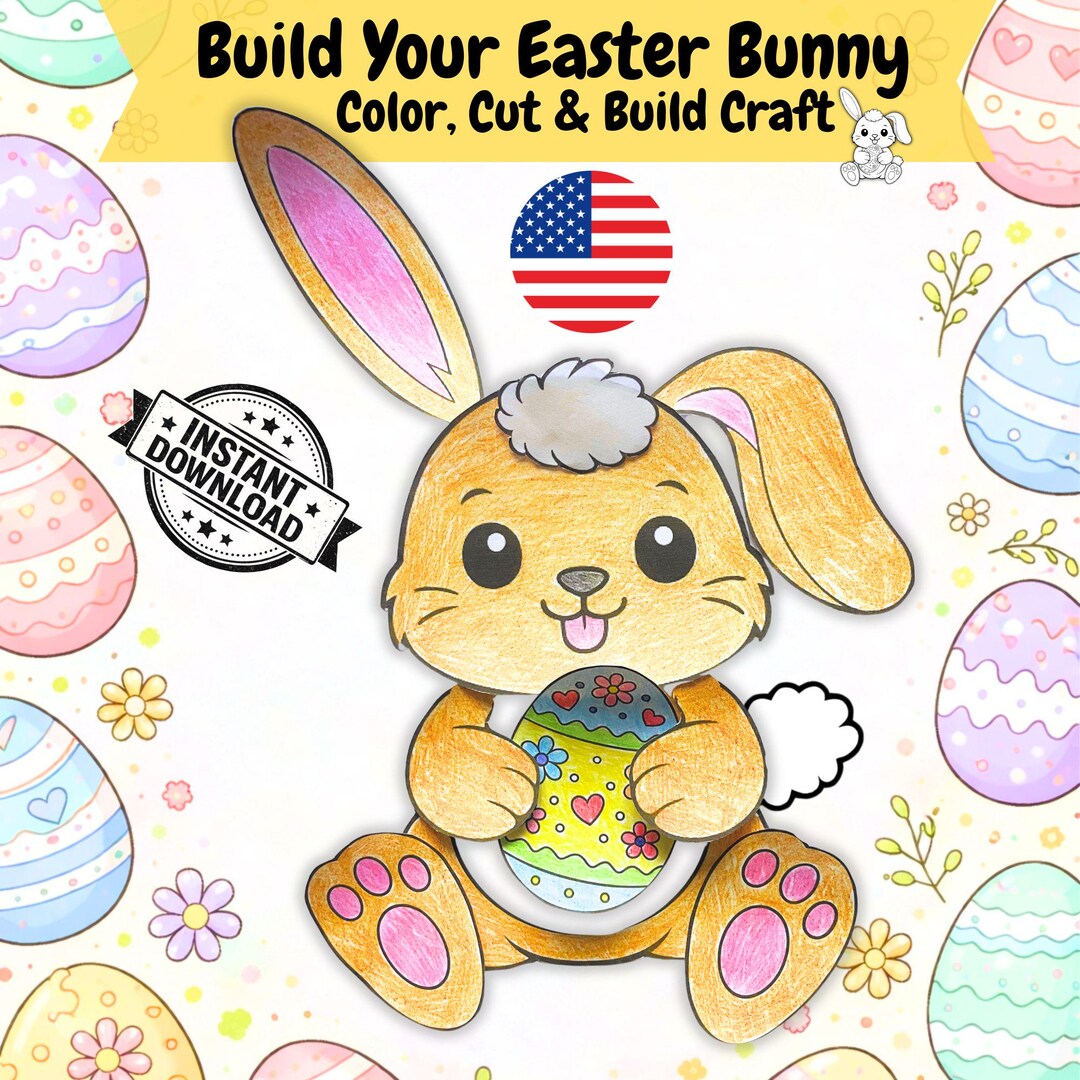Build Your Easter Bunny Craft Printable | Easter Cut and Paste Activity ...