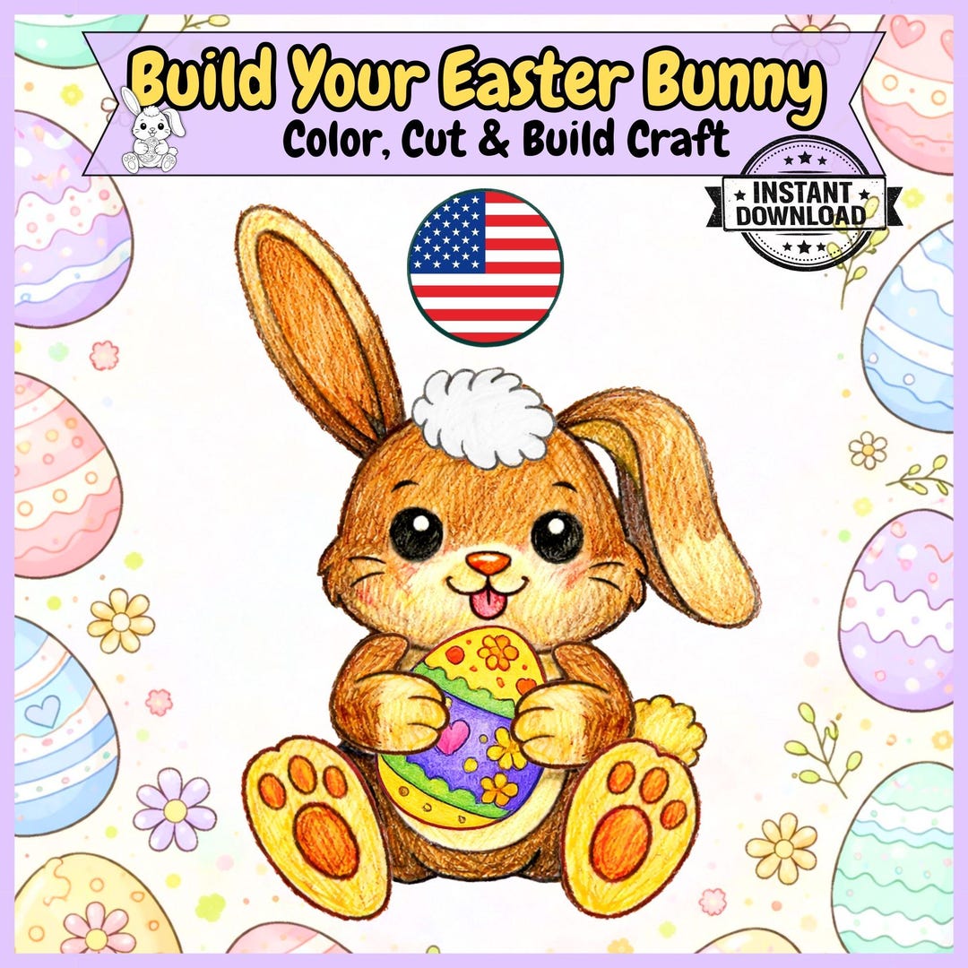 Build Your Easter Bunny Craft Printable | Easter Cut and Paste Activity ...