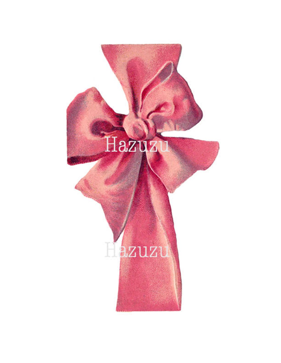 Pretty Pink Ribbon Bow PNG Clip Art Vintage Transparent | Etsy