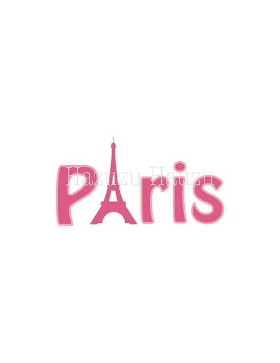 Paris Text Eiffel Tower Pink French PNG Ephemera Transparent | Etsy