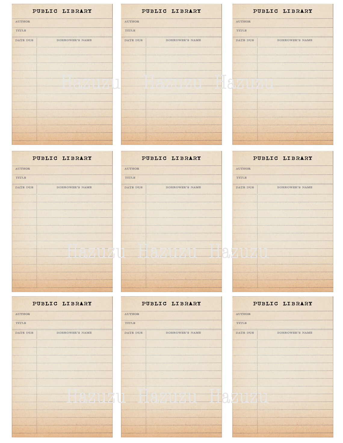 Vintage Library Cards 2.5 X 3.5 ATC Backgrounds - Etsy