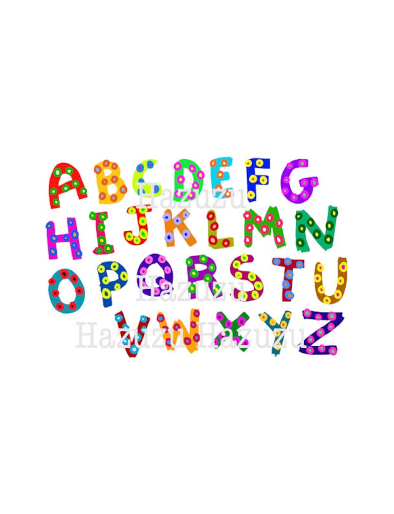 Vibrant Colourful Alphabet Letters Text PNG Ephemera Collage Sheet ...