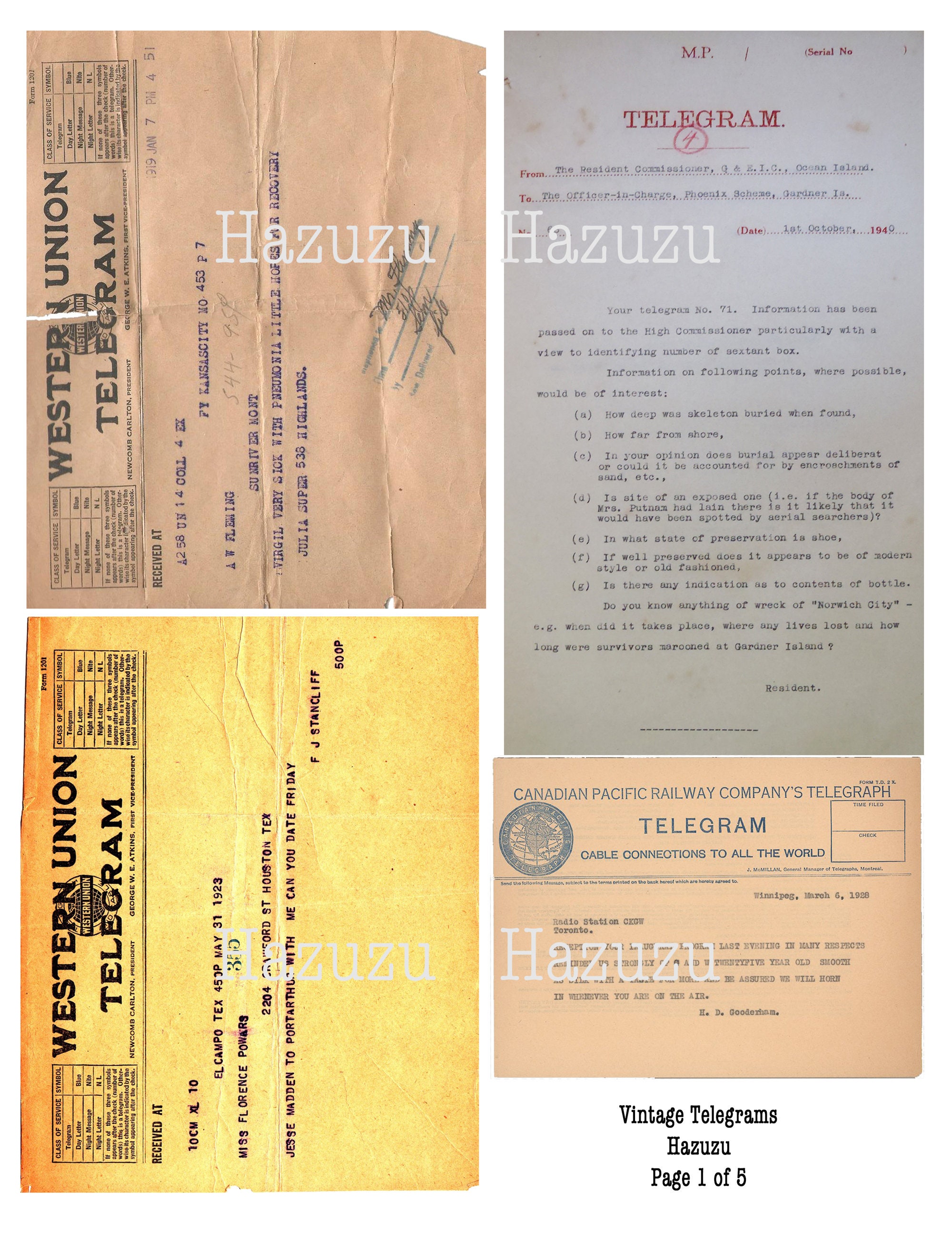 Vintage Telegrams Printable Ephemera Telegraph Paper Pack Bundle Labels ...