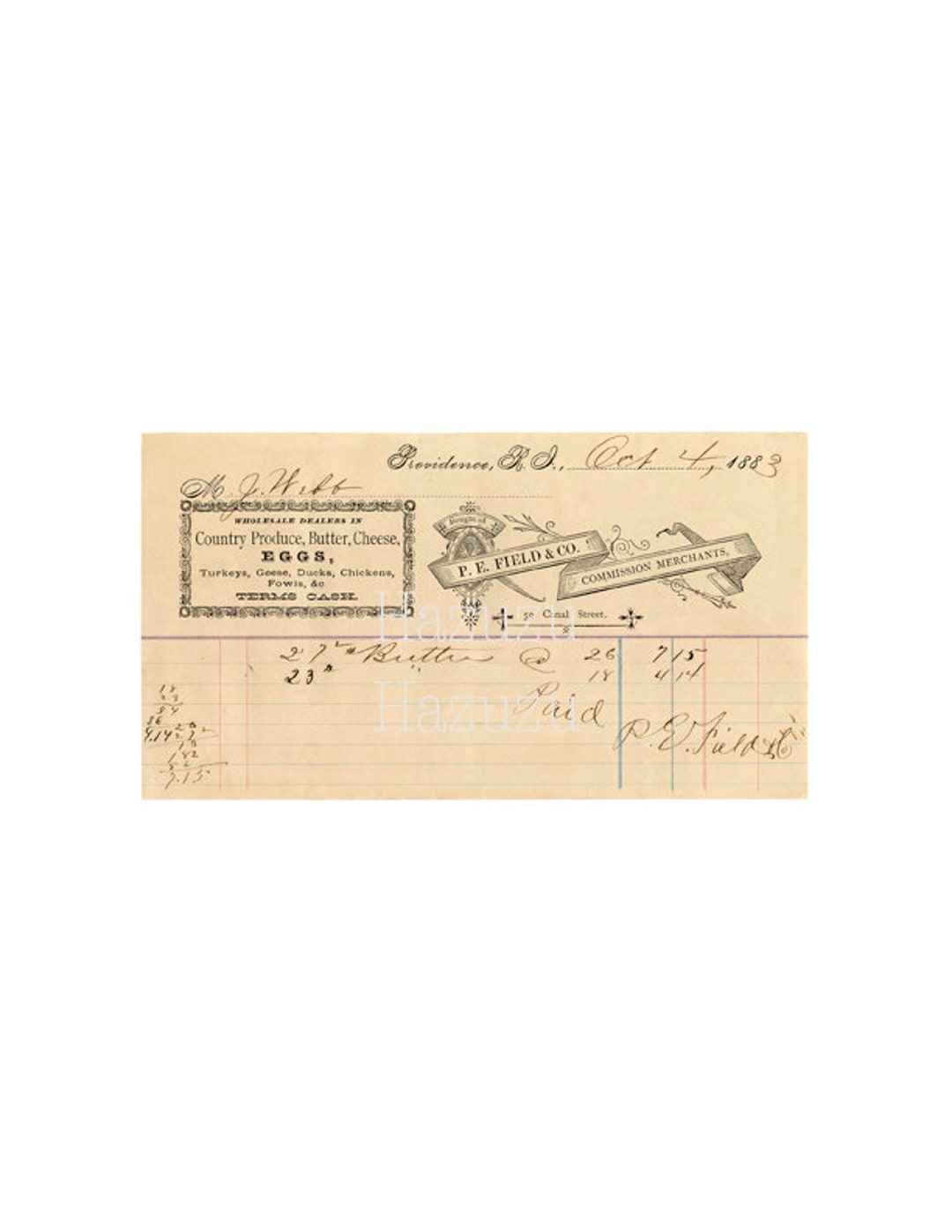 Ephemera Old Receipt Farmhouse Style Eggs Butter Vintage PNG Digital ...