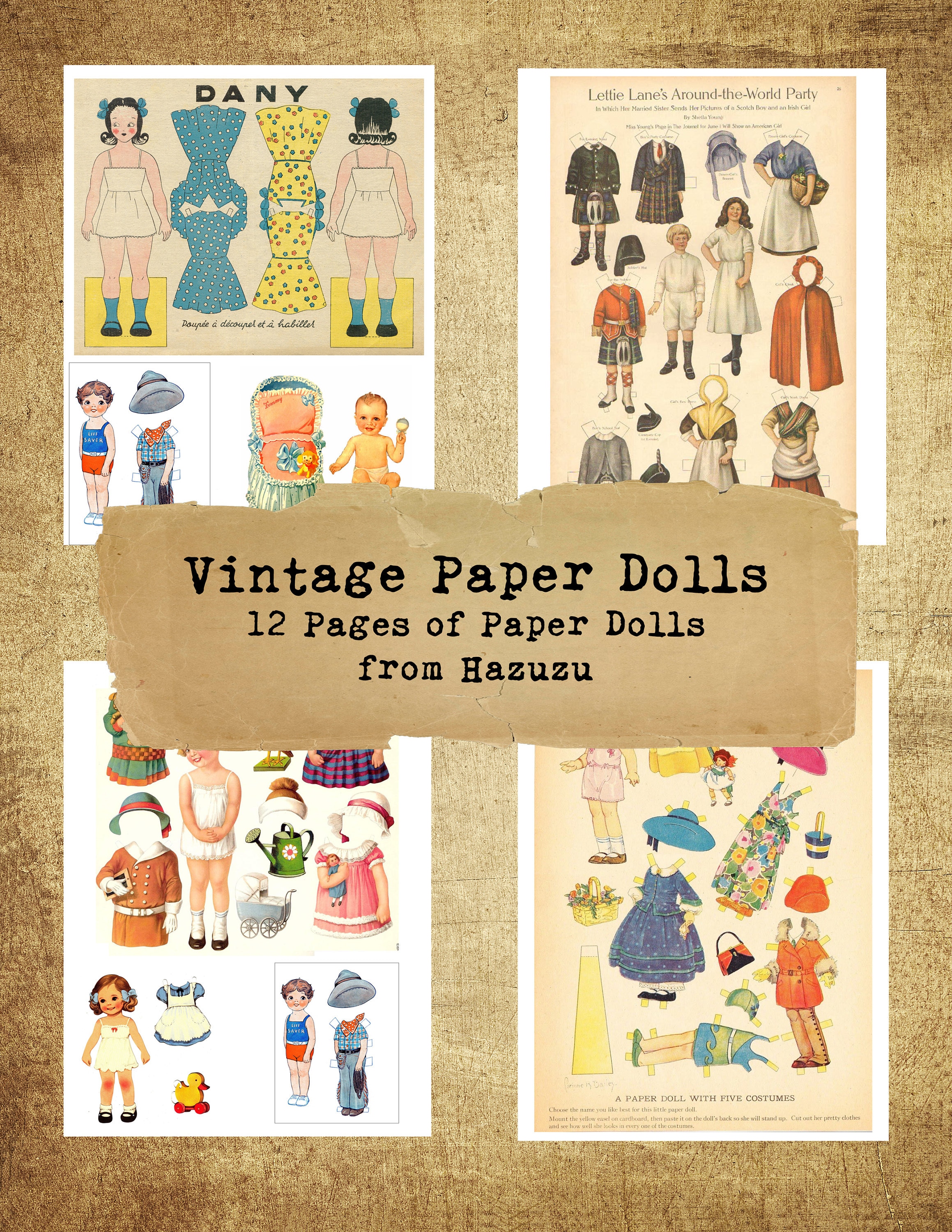 Vintage Paper Dolls Bundle Paper Pack Girl Doll Child Printable Toys ...