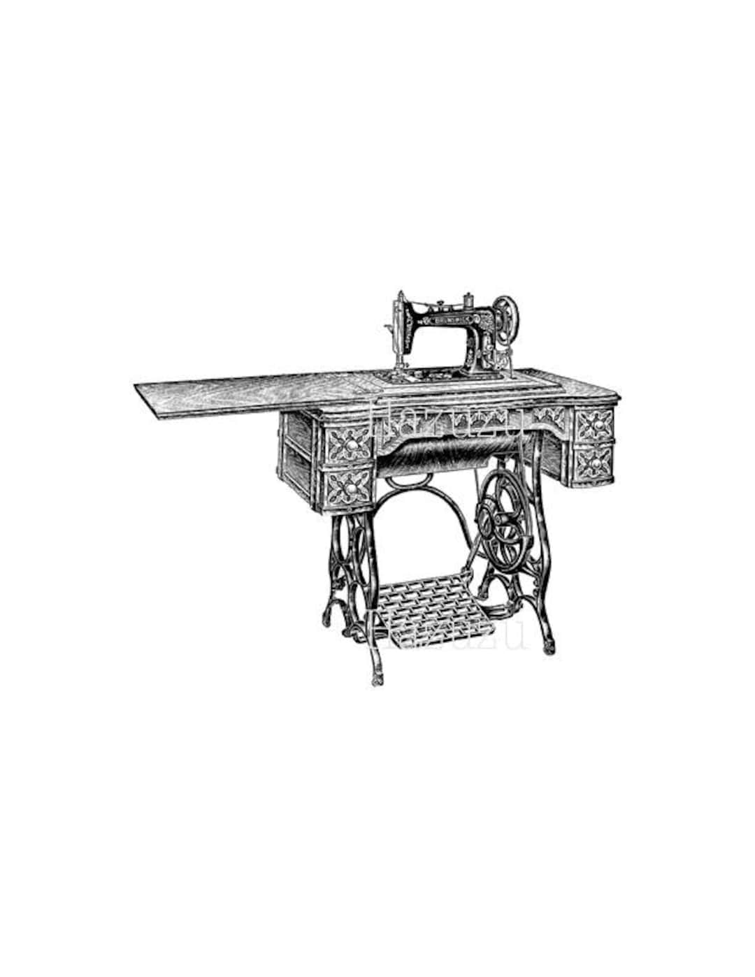 Treadle Sewing Machine PNG Vintage Antique Clip Art Digital Stamp ...