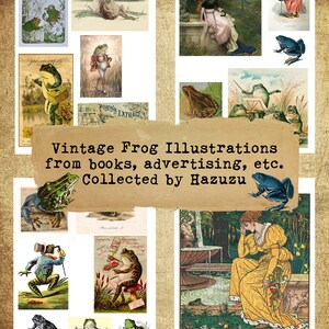 Vintage Frog Illustrations Bundle Victorian Trade Cards Printable Fairy ...