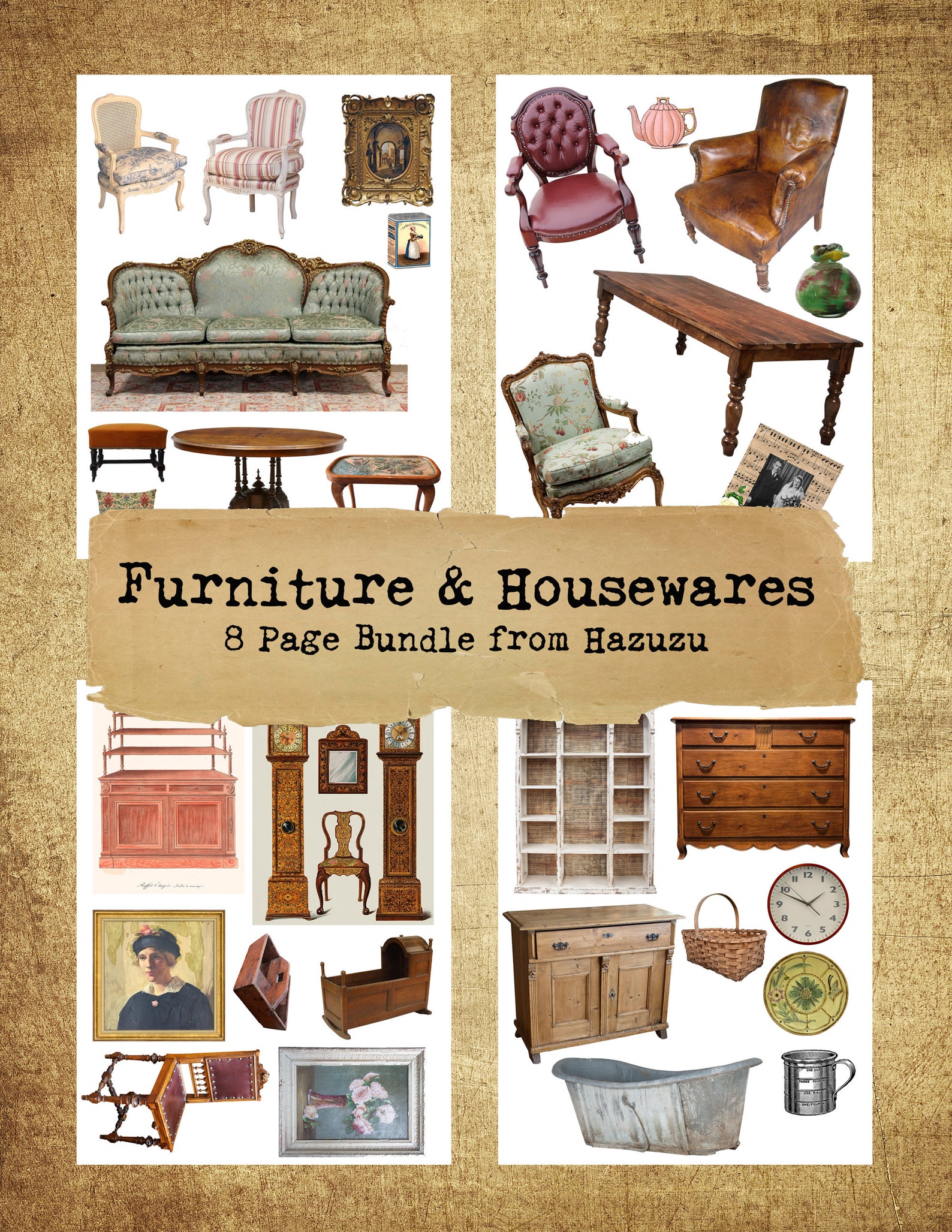 FURNITURE & HOUSEWARES Bundle Printable Chairs Tables Paintings Kitchen ...