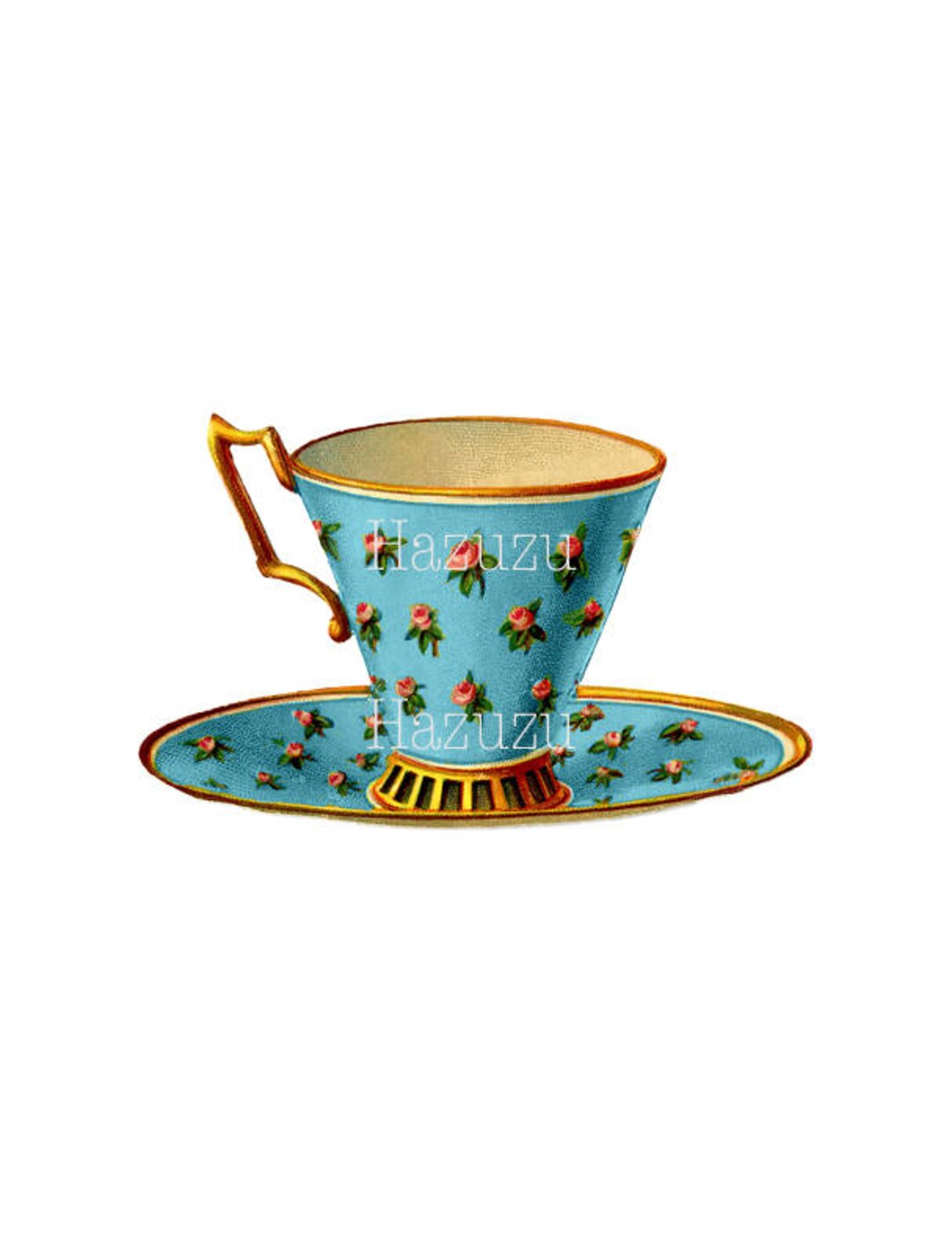 Pretty Blue Vintage Cup & Saucer Victorian Teacup PNG Tea Party Clip ...