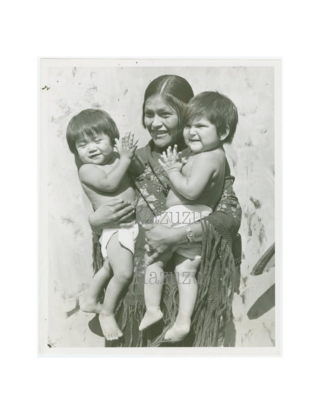 Native American First Nations Photo Mother Children Twins Cabinet ...