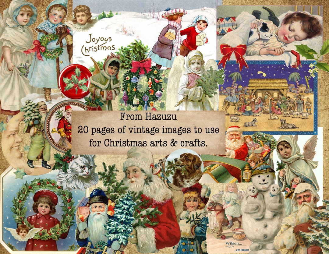 Christmas Crafts Bundle Cards Tags Ephemera Instant Download Santa ...