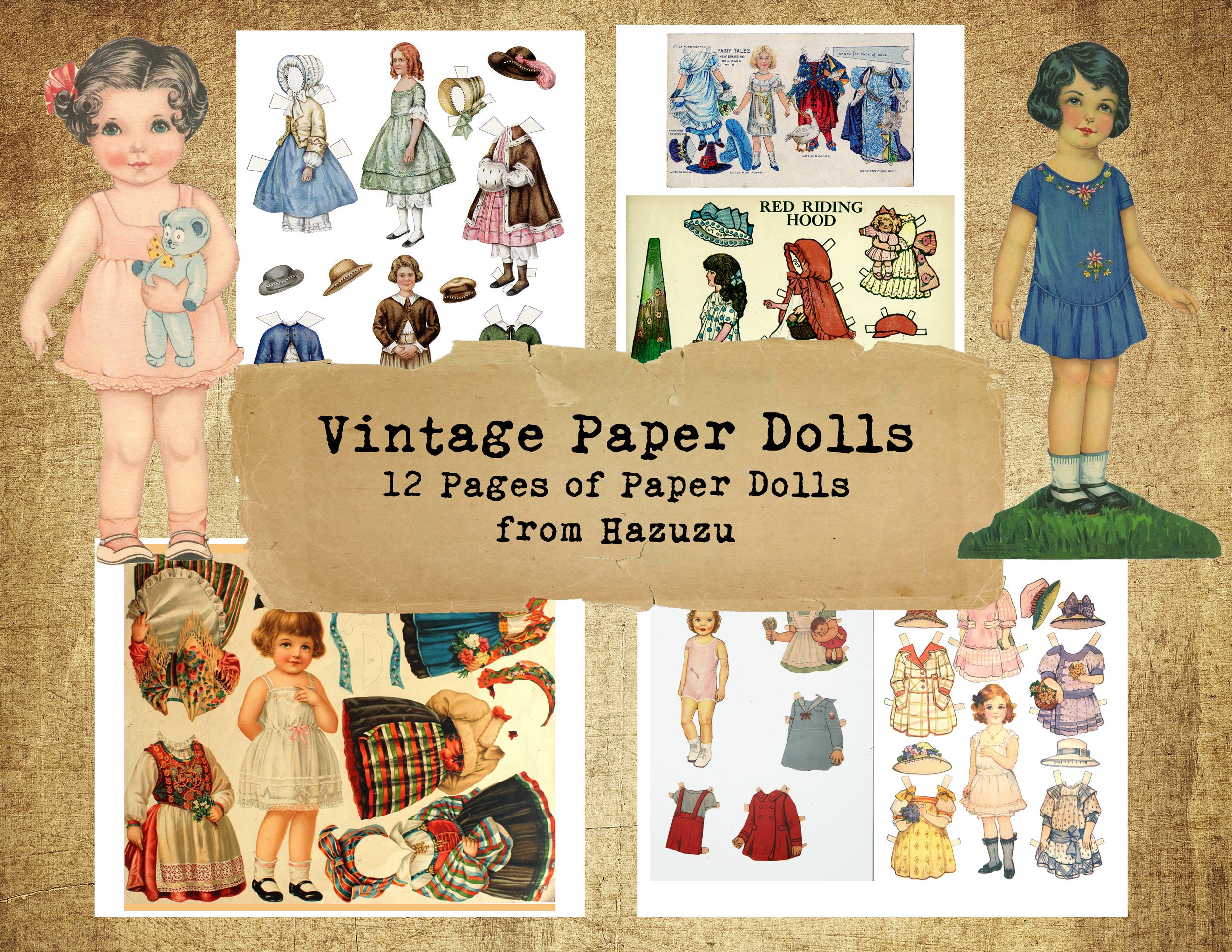Vintage Paper Dolls Bundle Paper Pack Girl Doll Child Printable Toys ...
