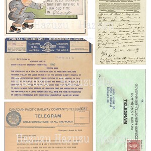 Vintage Telegrams Printable Ephemera Telegraph Paper Pack Bundle Labels ...