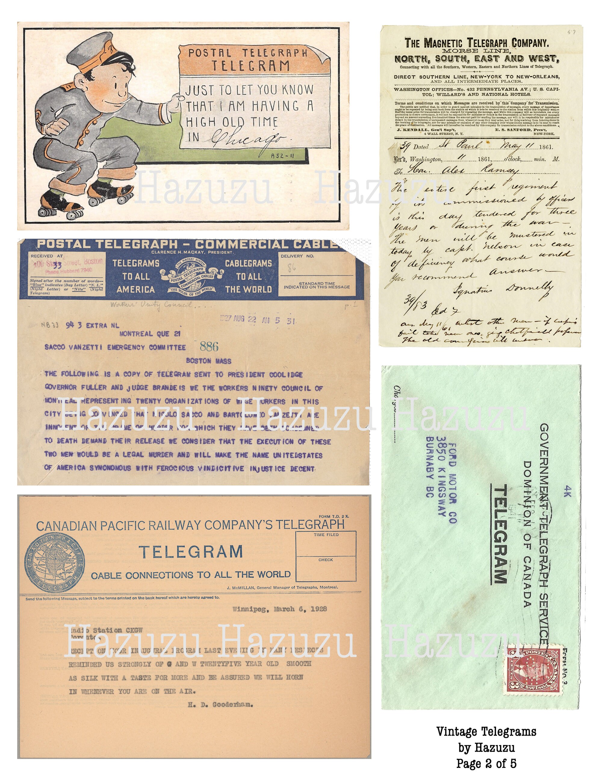 Vintage Telegrams Printable Ephemera Telegraph Paper Pack | Etsy