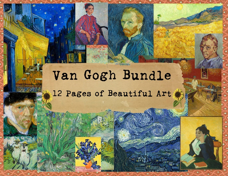 Van Gogh Bundle Printable Impressionist Paintings Paper Pack - Etsy