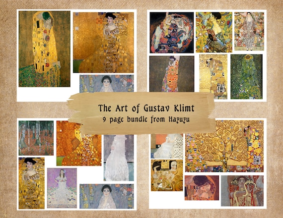 Gustav Klimt 9 Page Bundle Printable Paintings Paper Pack - Etsy